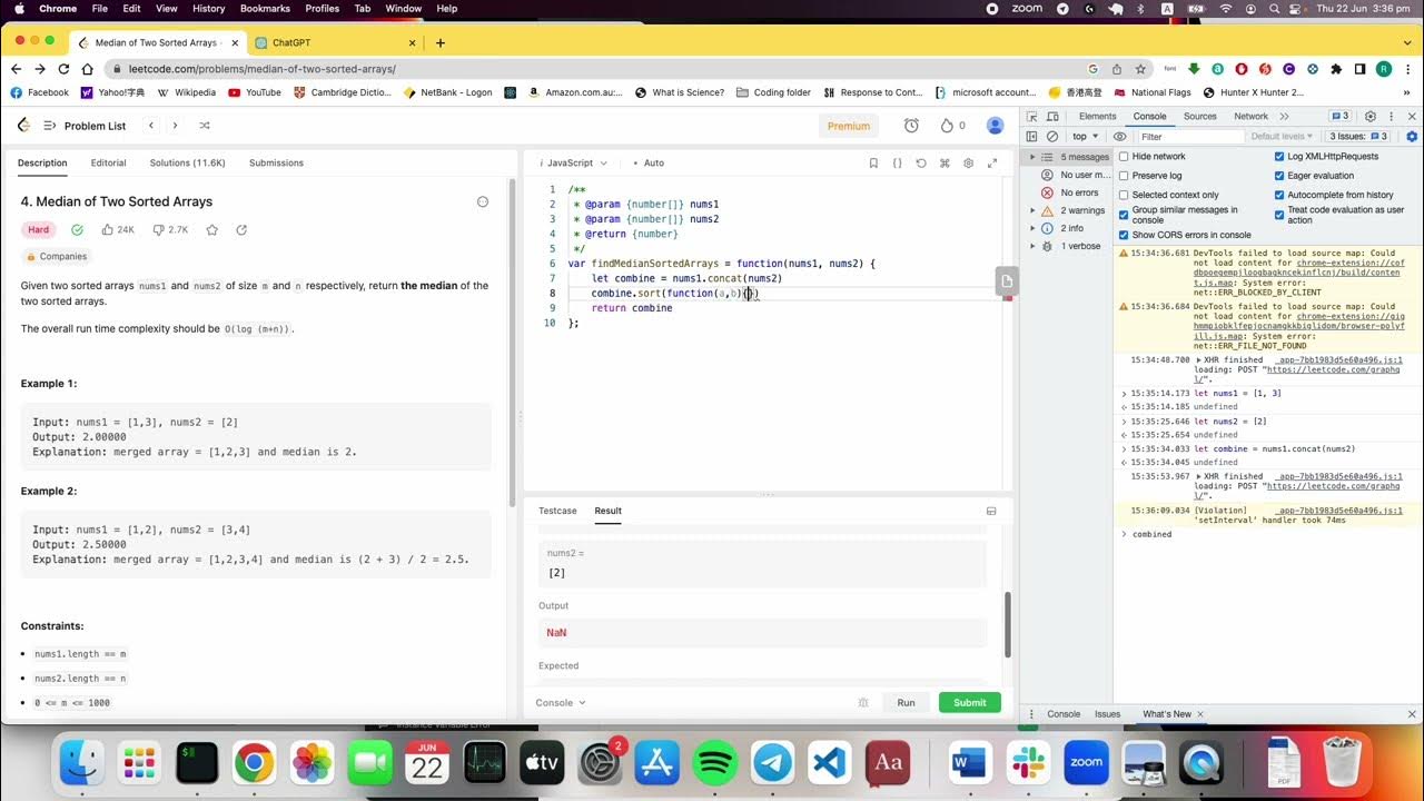Solving Median Of Two Sorted Arrays In Javascript And Ruby On Leetcode