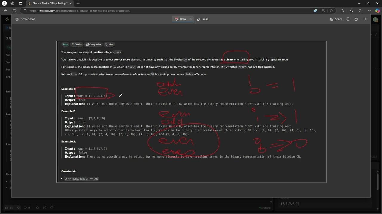 #LeetCode 2980 | Check if Bitwise OR Has Trailing Zeros #Java - YouTube