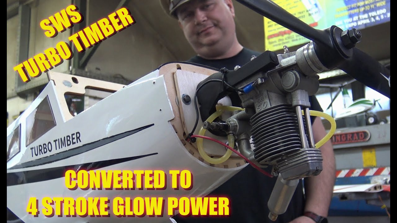 GIANT 2m balsa Turbo Timber SWS converted to 4 stroke GLOW engine by Dr ...