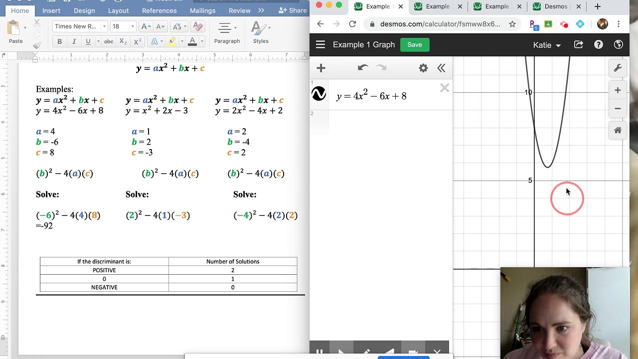 Calculating and Interpreting the Discriminant - YouTube