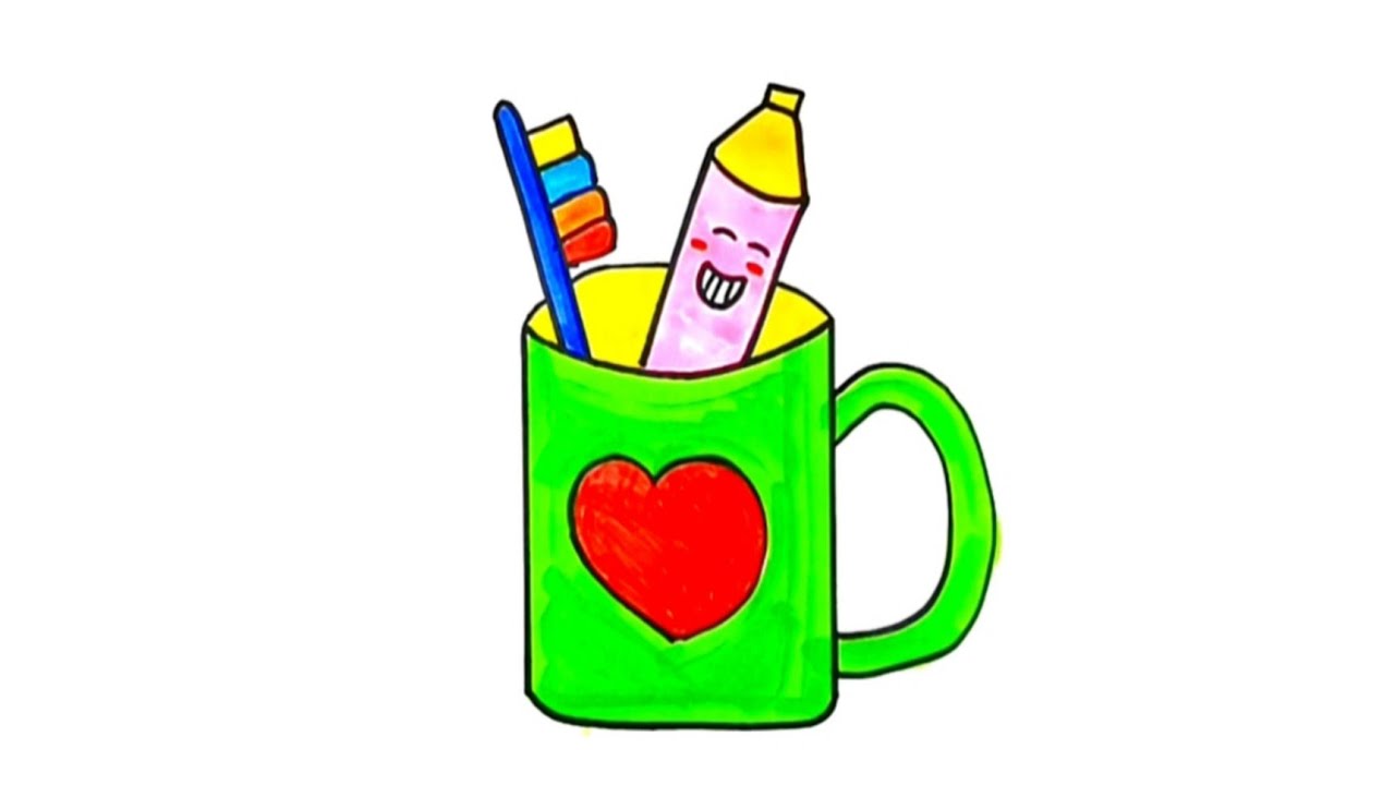 How to Draw Toothbrush and Toothpaste in a Cup | Easy Step by Step ...