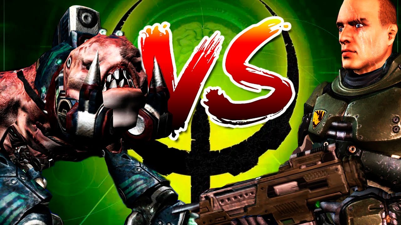 Human Marines vs Teleport Dropper - QUAKE 4 Cinematic Monster ...