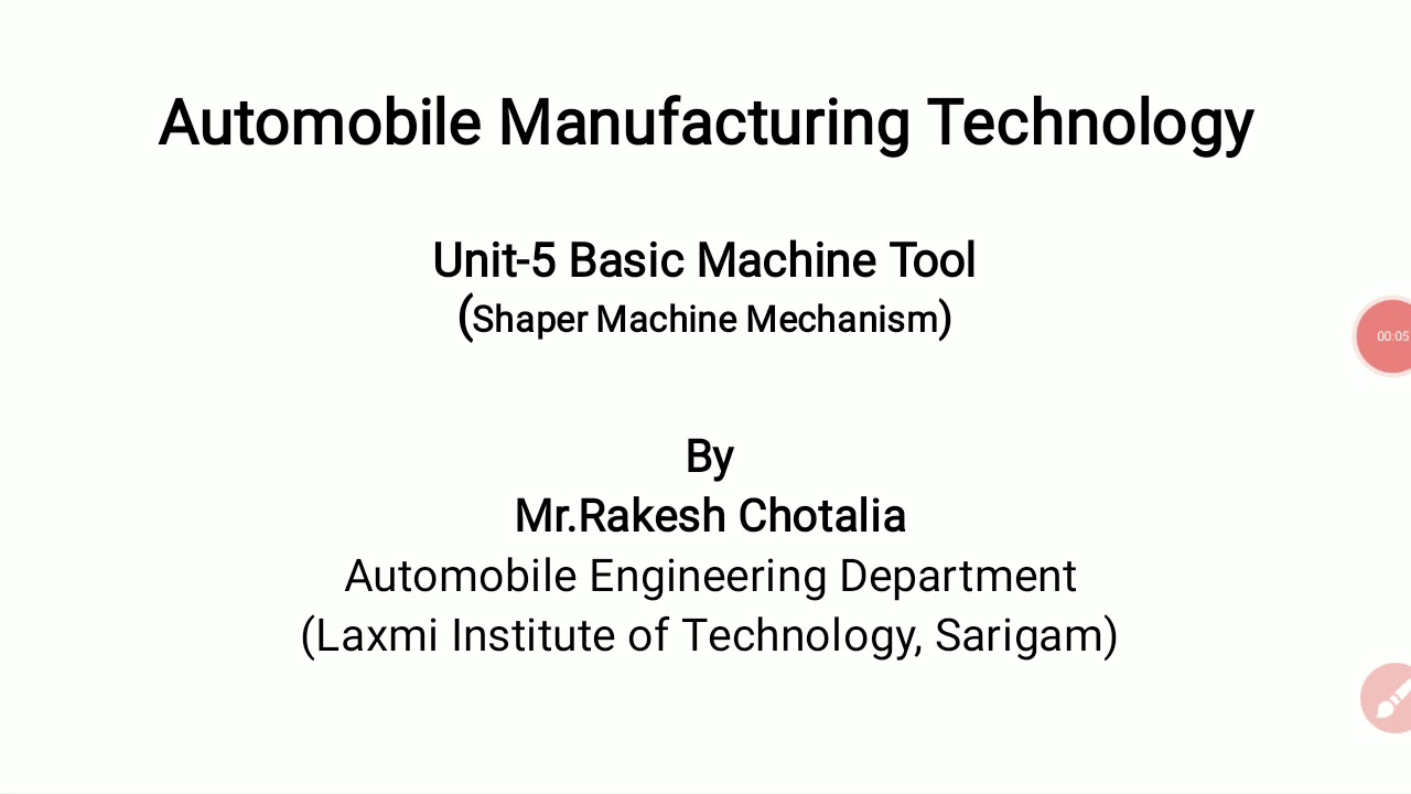 SHAPER MACHINE MECHANISM/AMT/UNIT-5/PART-13 - YouTube