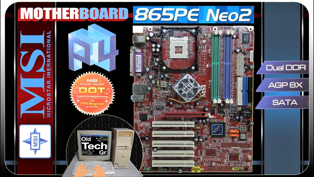 MSI 865PE Neo2 MS-6728 DDR Socket 478 AGP 8x i865PE Mainboard ATX - YouTube