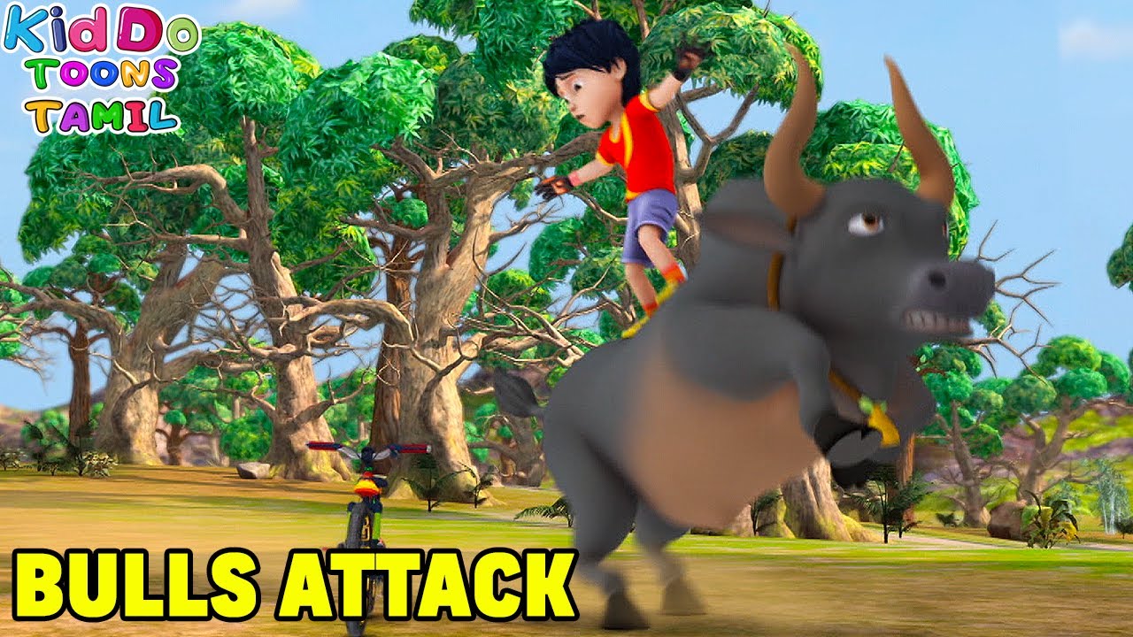 காளையின் தாக்குதல் | Bull's Attack | Shiva Super Action Cartoon Tamil ...