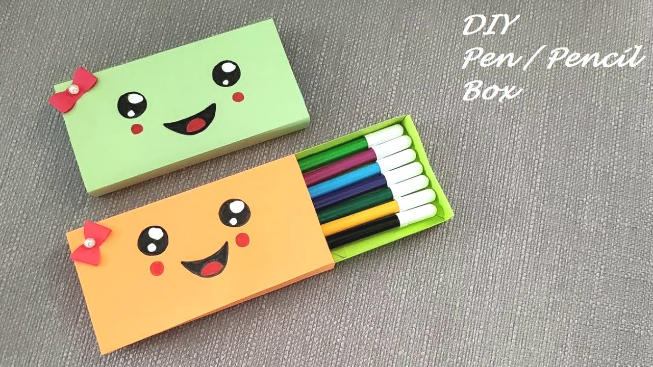 DIY - How to make a paper pencil box | Paper pencil box idea | Easy ...
