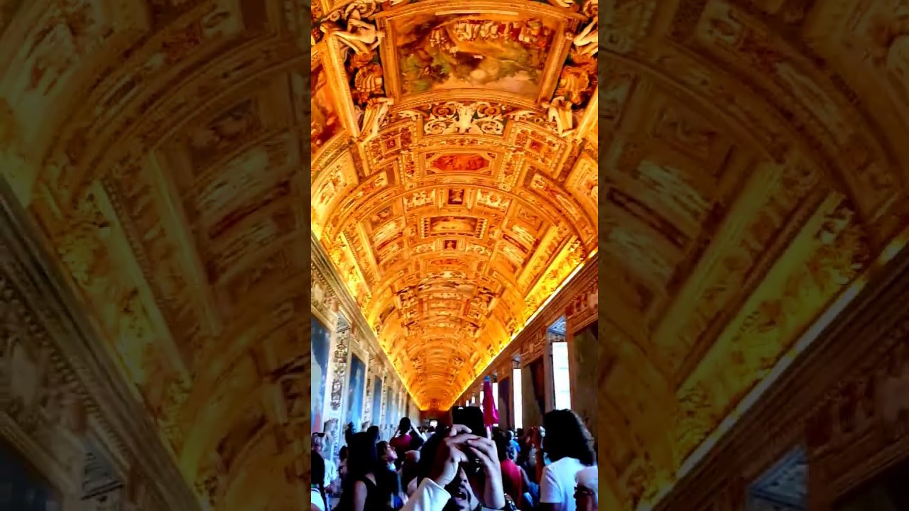 Inside Vatican Museum Ornate Gold Ceiling on the way to the Sistine ...
