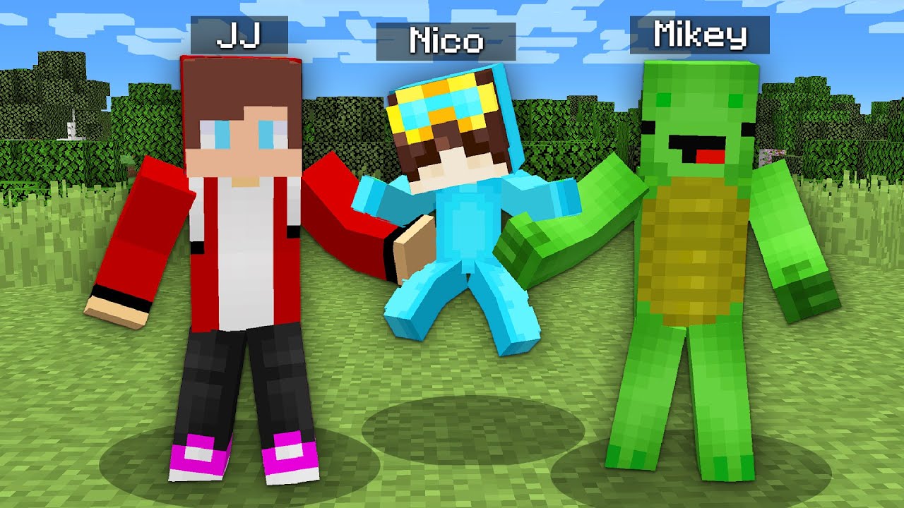 JJ and Mikey Adopted Nico and Cash in Minecraft Challenge Pranks - Maizen - YouTube