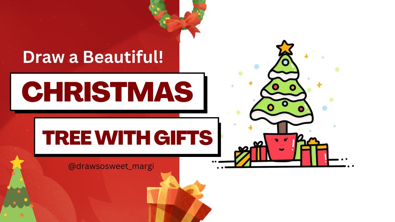 How to Draw a Christmas Tree with Presents | Christmas Drawing Easy ...