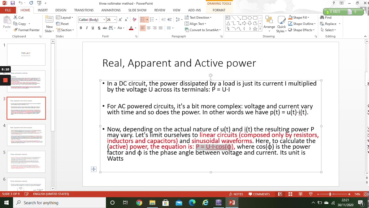 EMI lab 2 part 1(theory of three voltmeter method) - YouTube