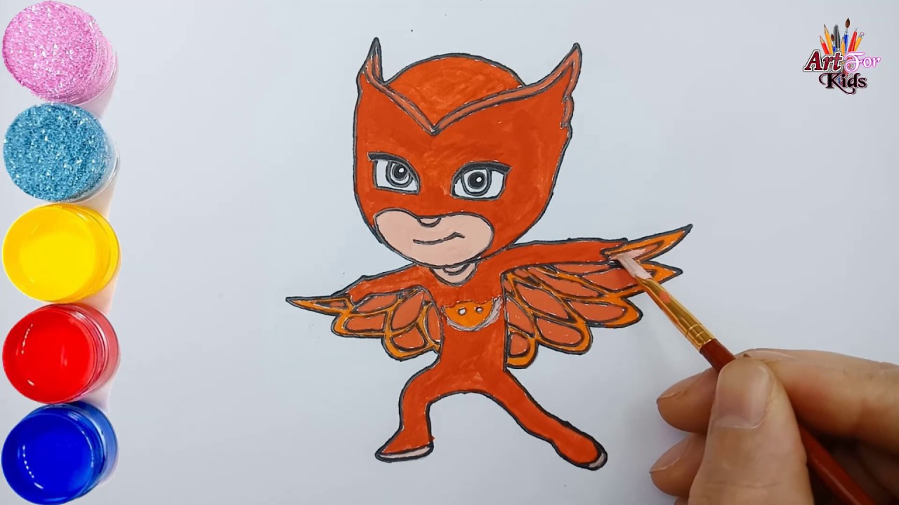 Easy drawing for kids | Draw and color the PJ Masks | Learn coloring ...