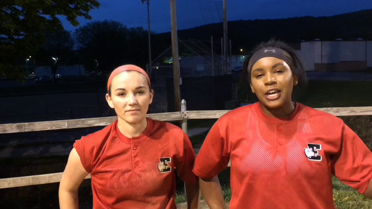 Easton softball players Maria Bonfanti and Alexis Jenkins after win ...