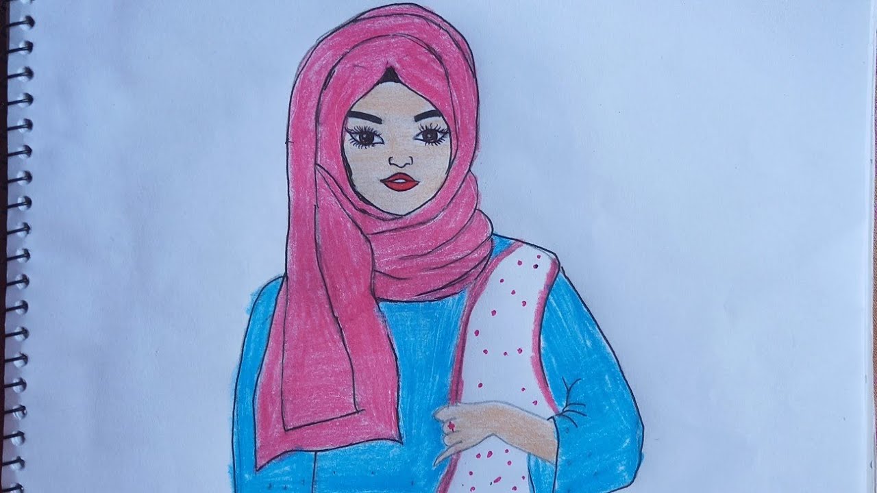 How to draw a hijab girl | Muslim hijab girl drawing | hijabi girl ...
