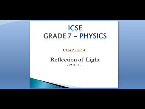 ICSE GRADE 7 Physics 'Reflection Of Light' Part 1 - YouTube