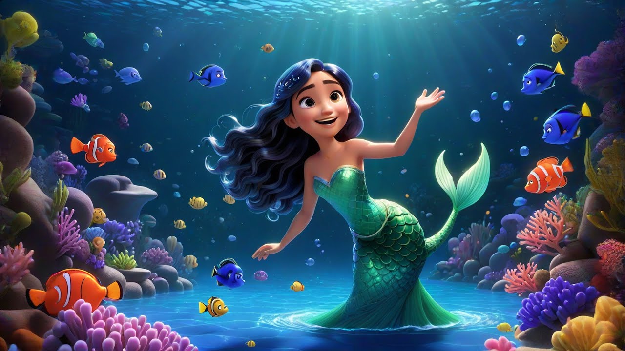 Four Little Mermaids Sing Under Sea | Magical Song for Kids | Nursery ...