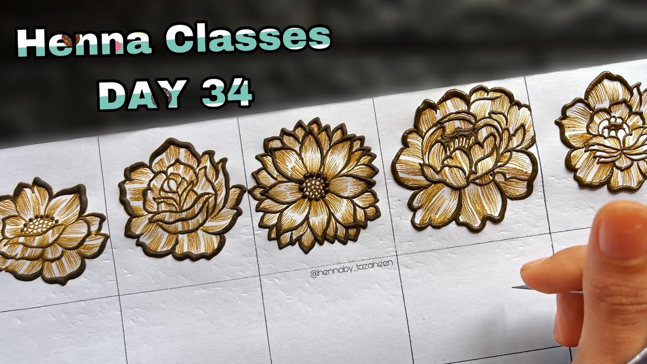 Tazaheen Henna Classes DAY 34 || Learn Detailed Henna with Tazaheen ...