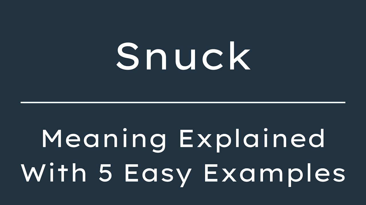 What Does Snuck Mean? Snuck Meaning in English With 5 Example Sentences ...
