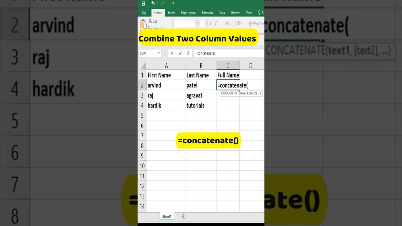 How To Combine Two Column Values In Excel excel exceltips exceltutorial learnexcel YouTube How To Combine Two Column Values In Excel excel exceltips exceltutorial learnexcel YouTube