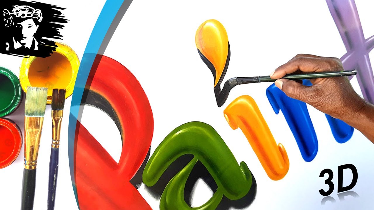 Colorful Painting Handwriting Gel Design 3D Lettering English Fonts ...