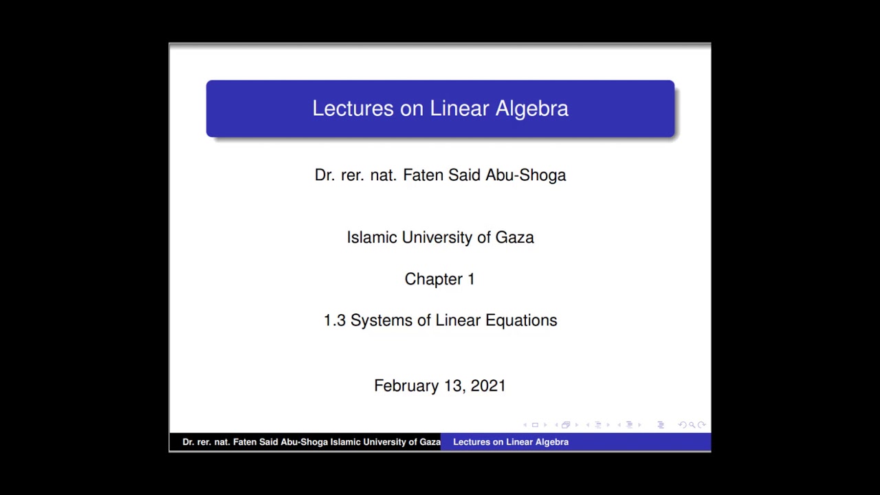 Linear algebra: 1.3 Systems of linear equations " part 1" - YouTube