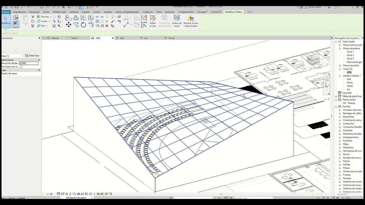 hyperbolic paraboloid roof revit tutorial - YouTube