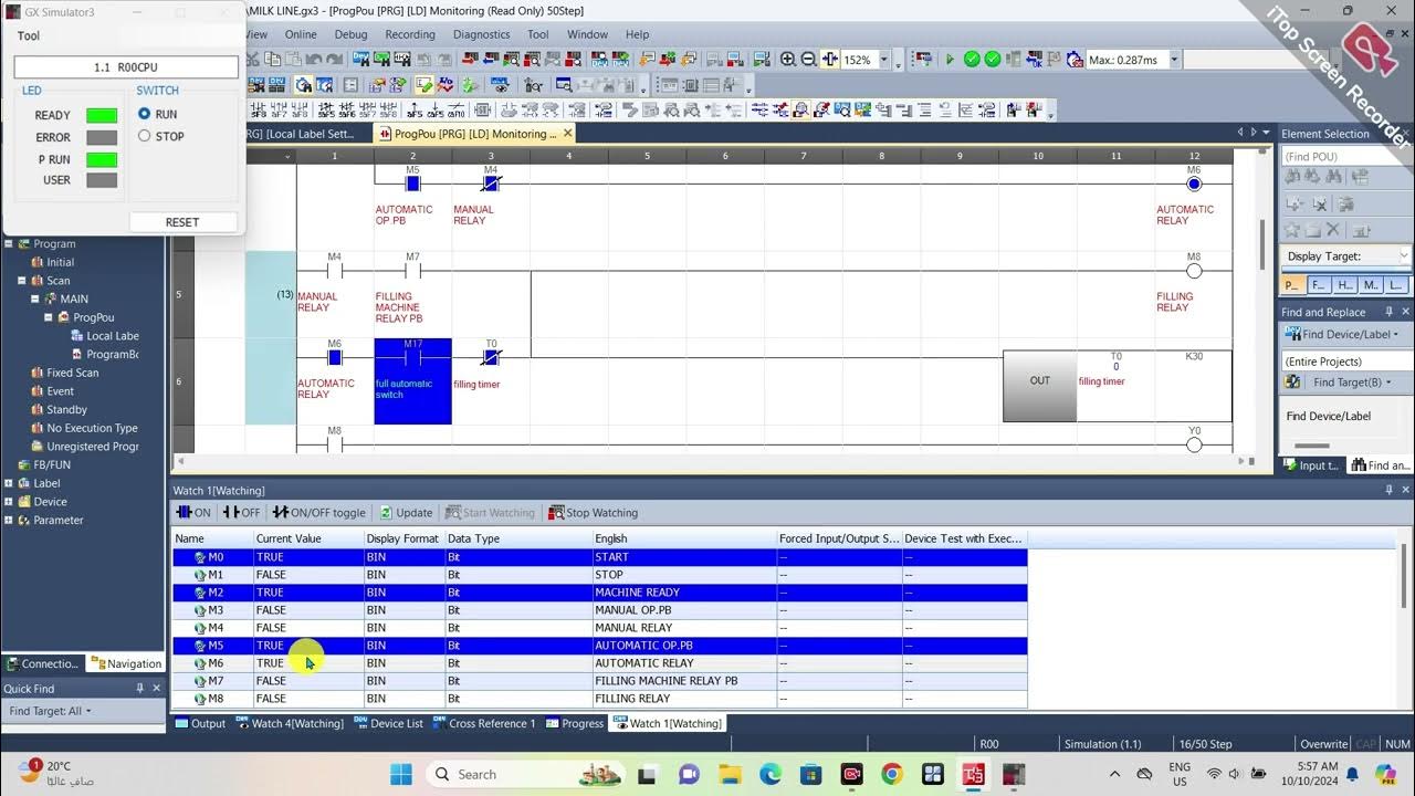 MITSUBISH PLC WORK 3 [ MILK PRODUCTION LINE PART-2 ] PROGRAMMING - YouTube