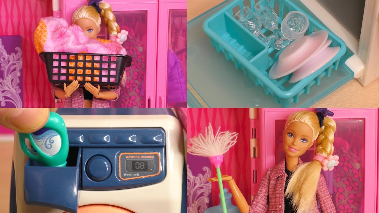 Barbie Cleans Her Messy Bedroom - Cleaning CHORES With Barbie - YouTube