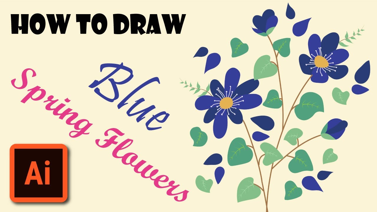 HOW TO MAKE BLUE SPRING FLOWERS USING ADOBE ILLUSTRATOR - YouTube