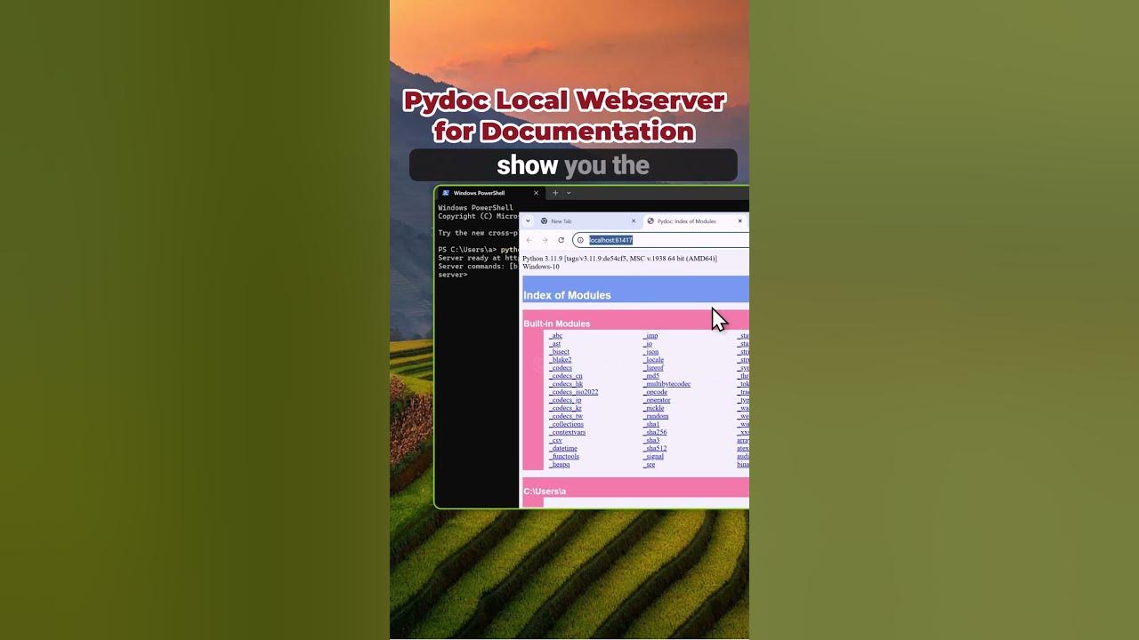 Pydoc Local Webserver for Python documentations #pythontips #codingtutorial #softwaredevelopment ...