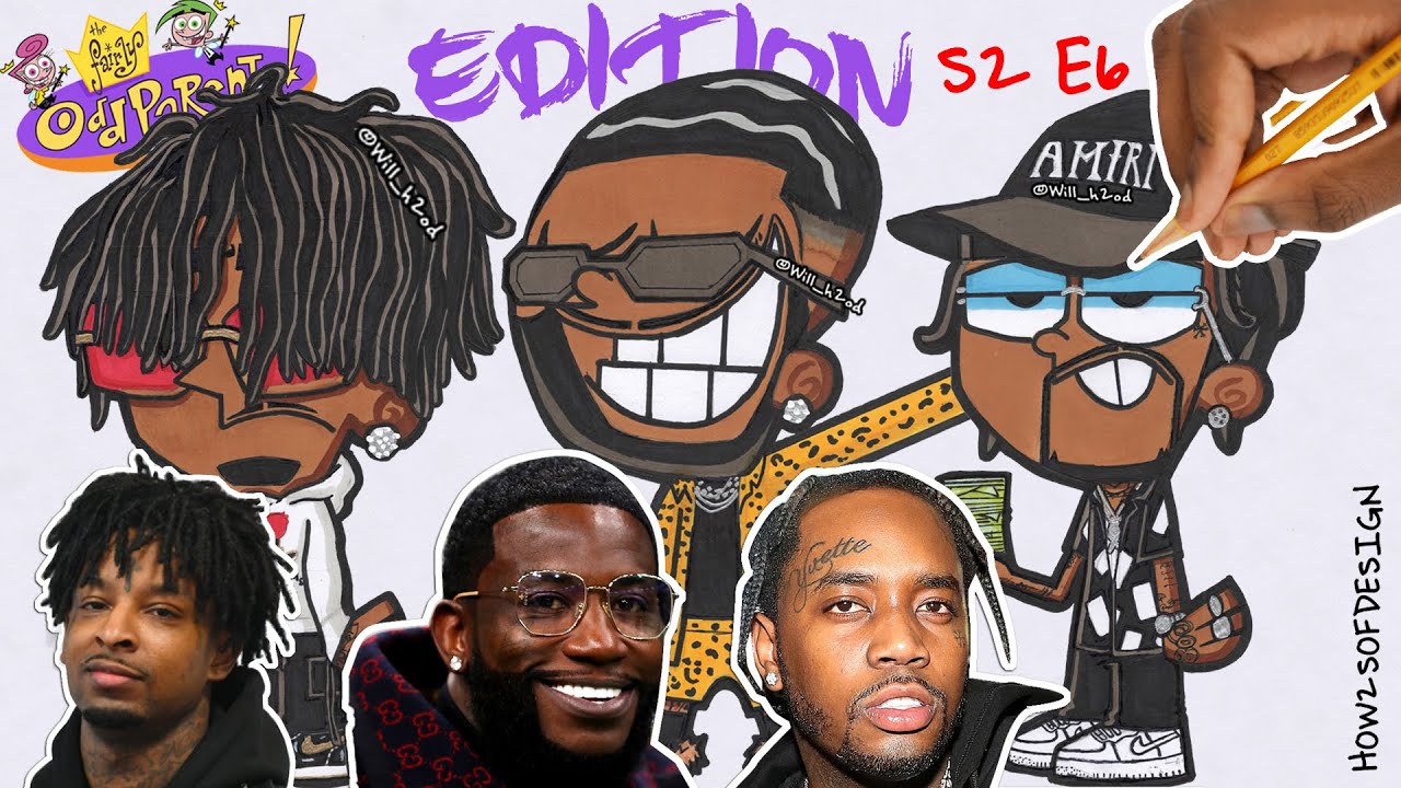 DRAW RAPPERS AS CARTOONS! 21 SAVAGE, FIVIO FOREIGN, GUCCI MANE (S2 ...