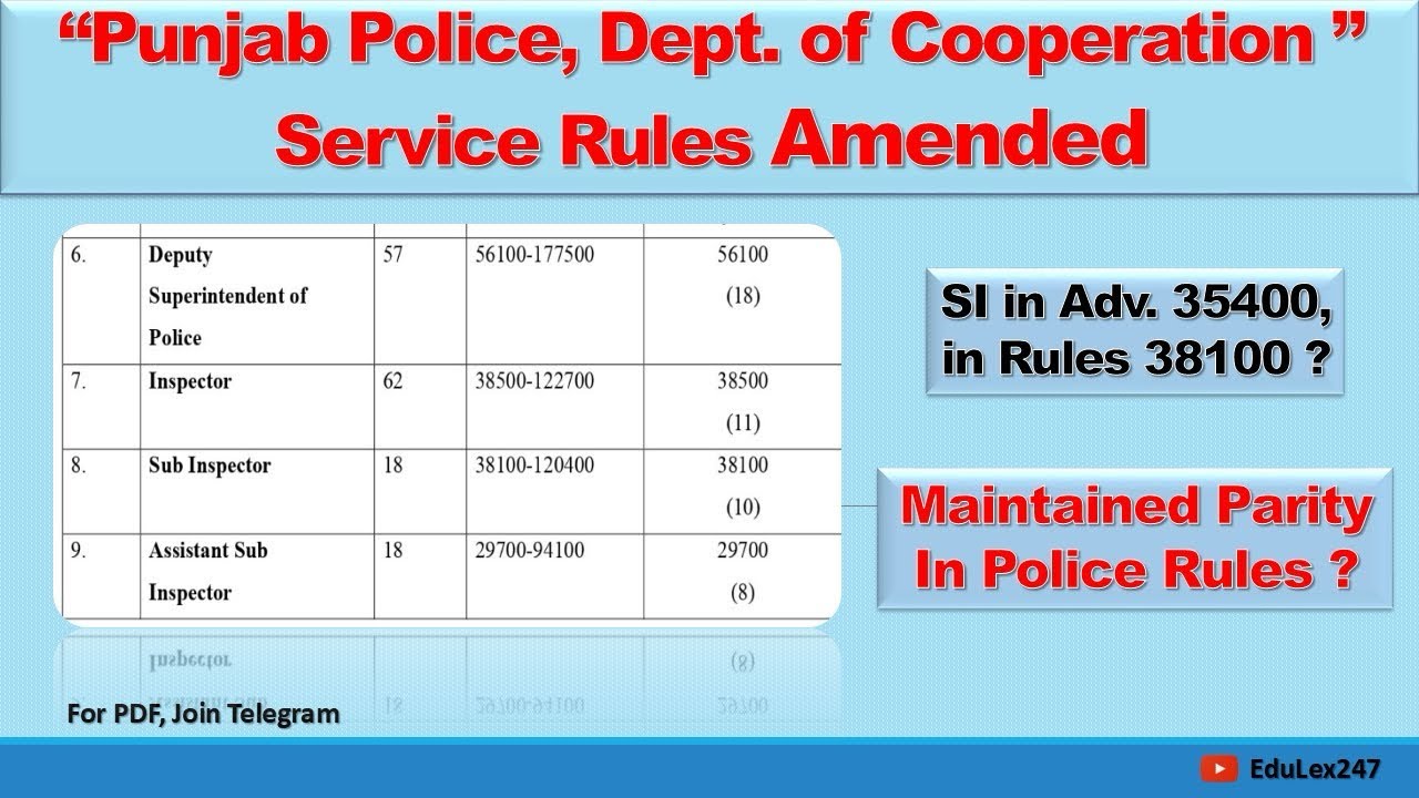 Punjab Police Service Rules Amended ? SI 38100 | Department of ...