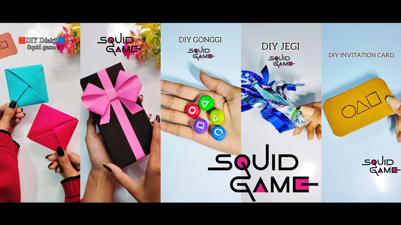 DIY ALL GAMES OF SQUIDGAME | How to make paper Ddakji , gonggi ,jegi ...