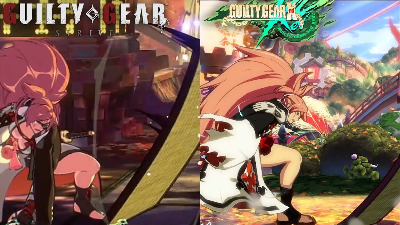 Baiken: Strive vs Xrd Side by Side Comparison - YouTube