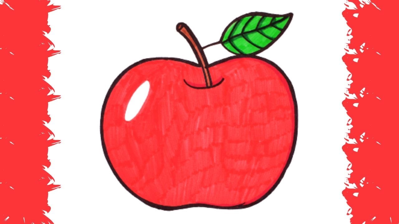 🍎 ️🍎HOW TO DRAW AN APPLE + COLORING 🍎 ️🍎 FUNNY KIDS DRAWING 🍎 ️🍎 ...