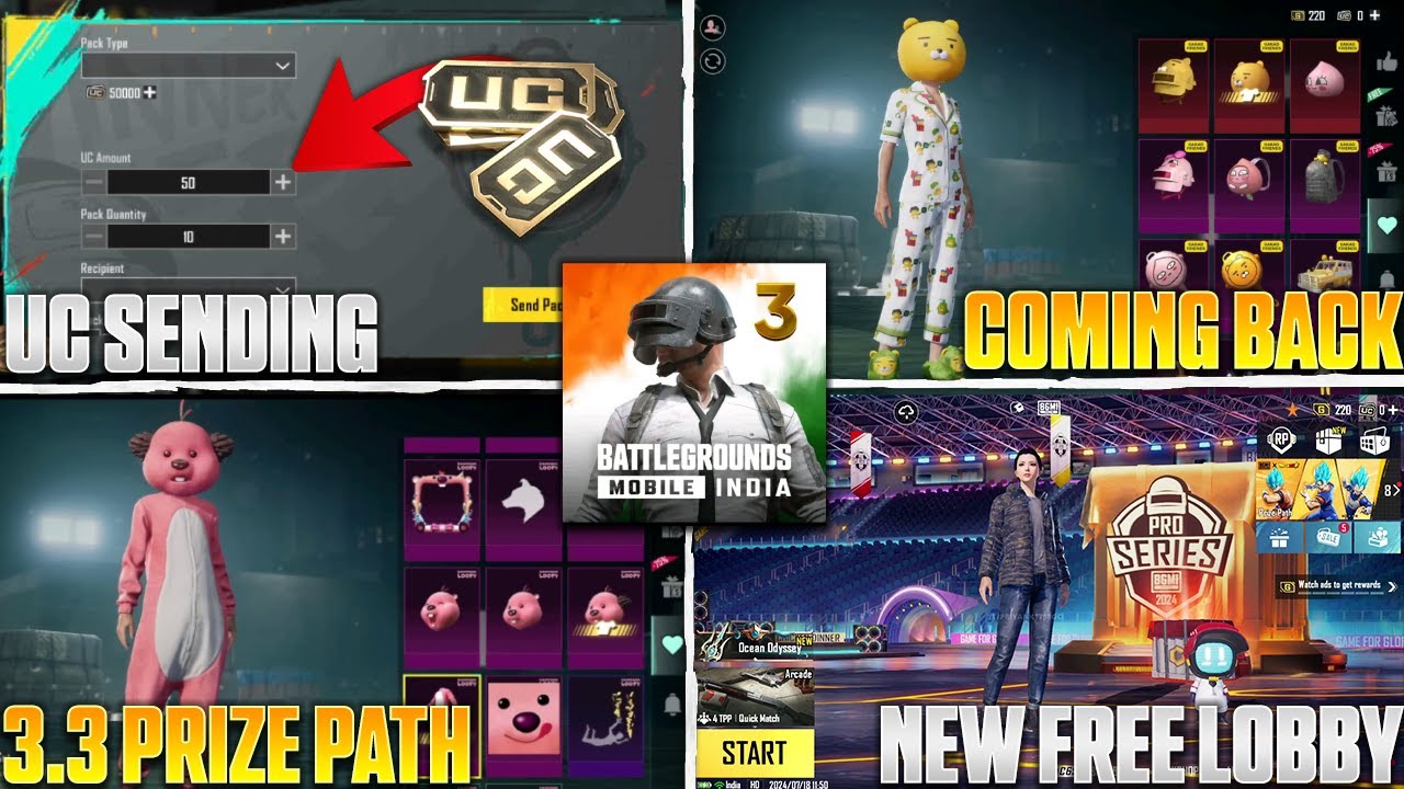 😍BGMI 3.3 PRIZE PATH || UC SENDING FEATURE COMING SOON? || BMPS FREE ...