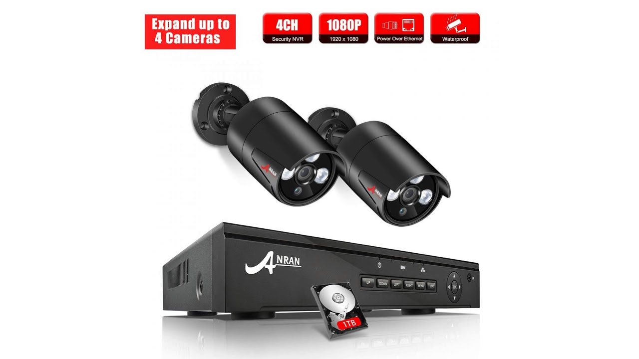 ANRAN 1080P Surveilliance Camera System 4 Channels with (2) 1080P 2.0 ...
