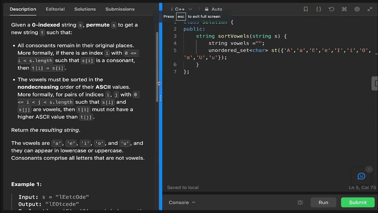 2785 Sort Vowels In A String Leetcode Youtube