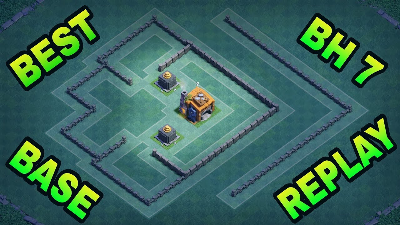 BUILDER HALL 7 BEST BASE LAYOUT WITH REPLAY | COC BEST BH7 TROPHY BASE ...