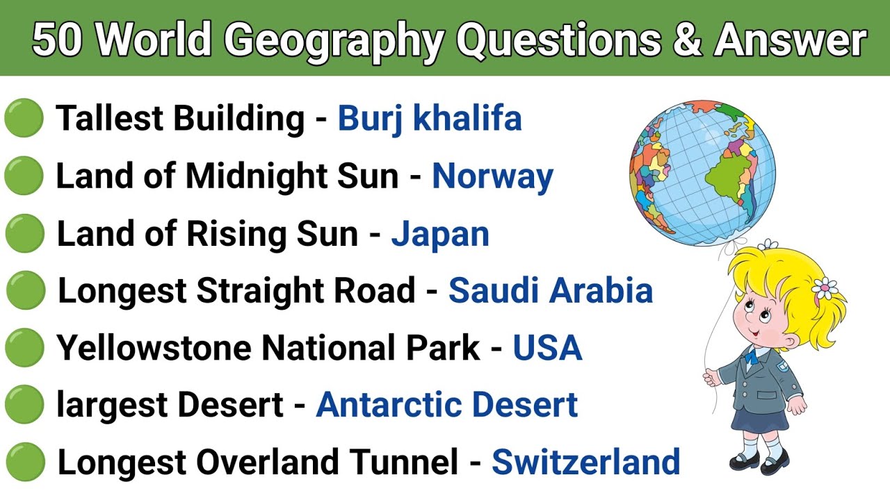 50 World Geography Questions and answers | World Geography Gk ...