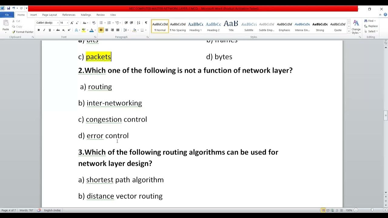 NEC NETWORK LAYER MCQ Part-2 ( COMPUTER NETWORK ) - YouTube