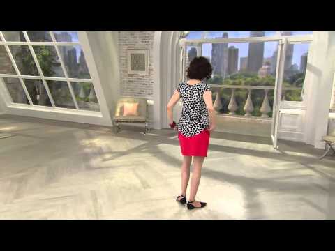 Susan Graver Liquid Knit Black and White Printed Top w/ Cap Sleeves with Amy Stran