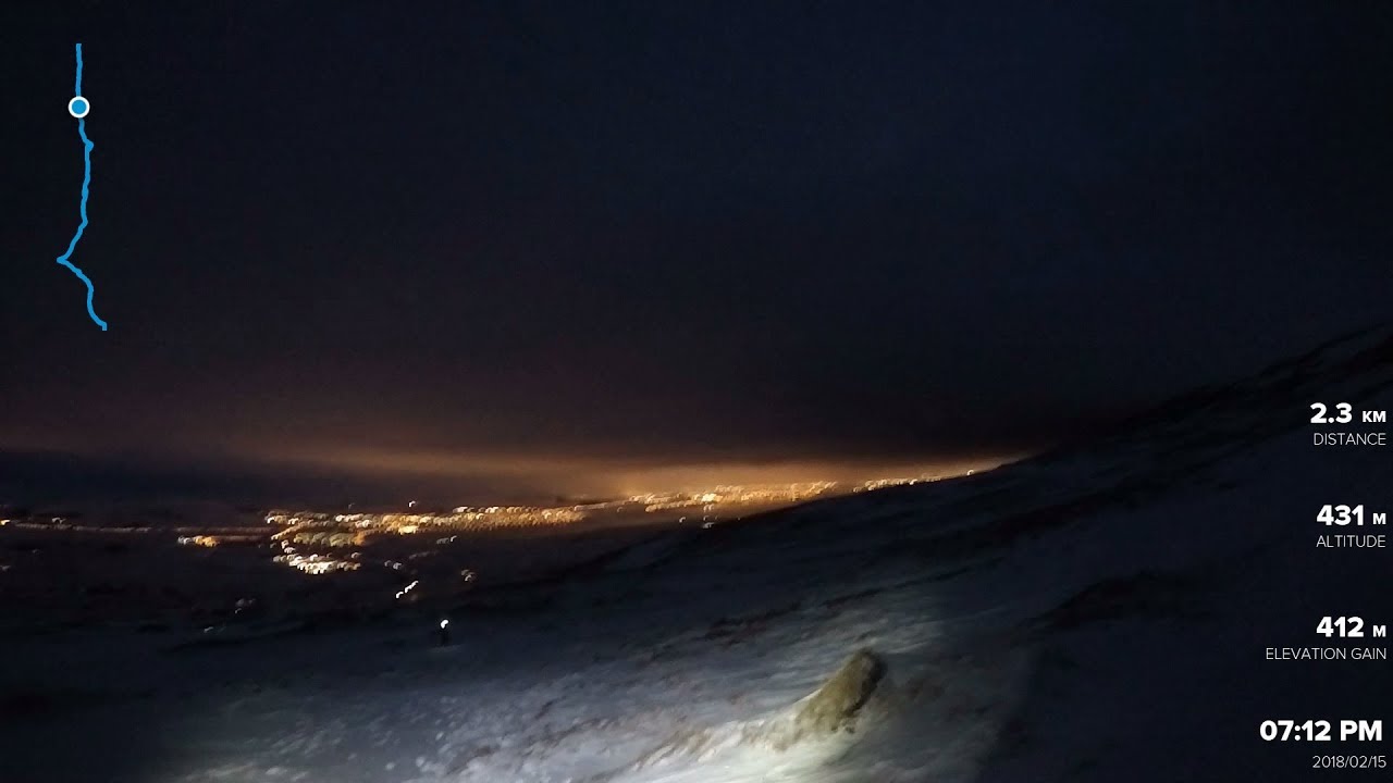 A hike up Esjan mountain in the winter in Iceland next to Reykjav ...