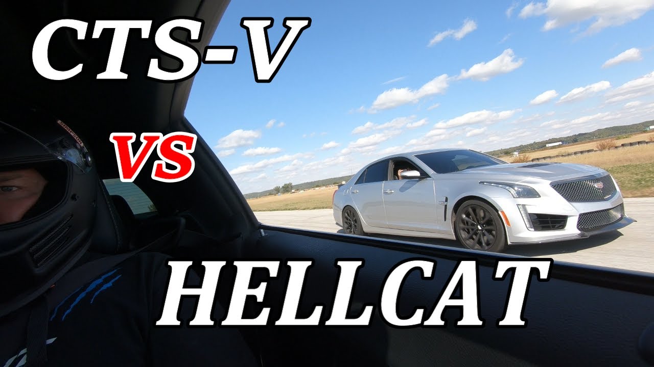 Stock Dodge Hellcat Challenger vs Modded CTSV 2012 & 2016 Cadillac CTS ...