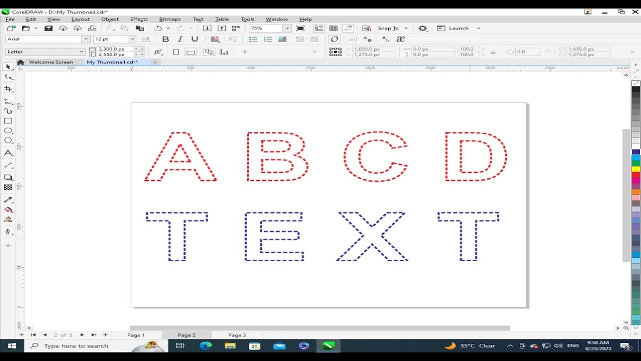 How to Create Doted Text Outline in CorelDraw | CorelDraw me Text ke ...