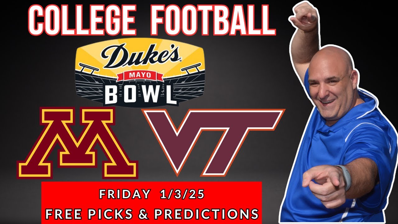 College Football Free Pick - Minnesota vs Virginia Tech - Friday 1/3/25 ...
