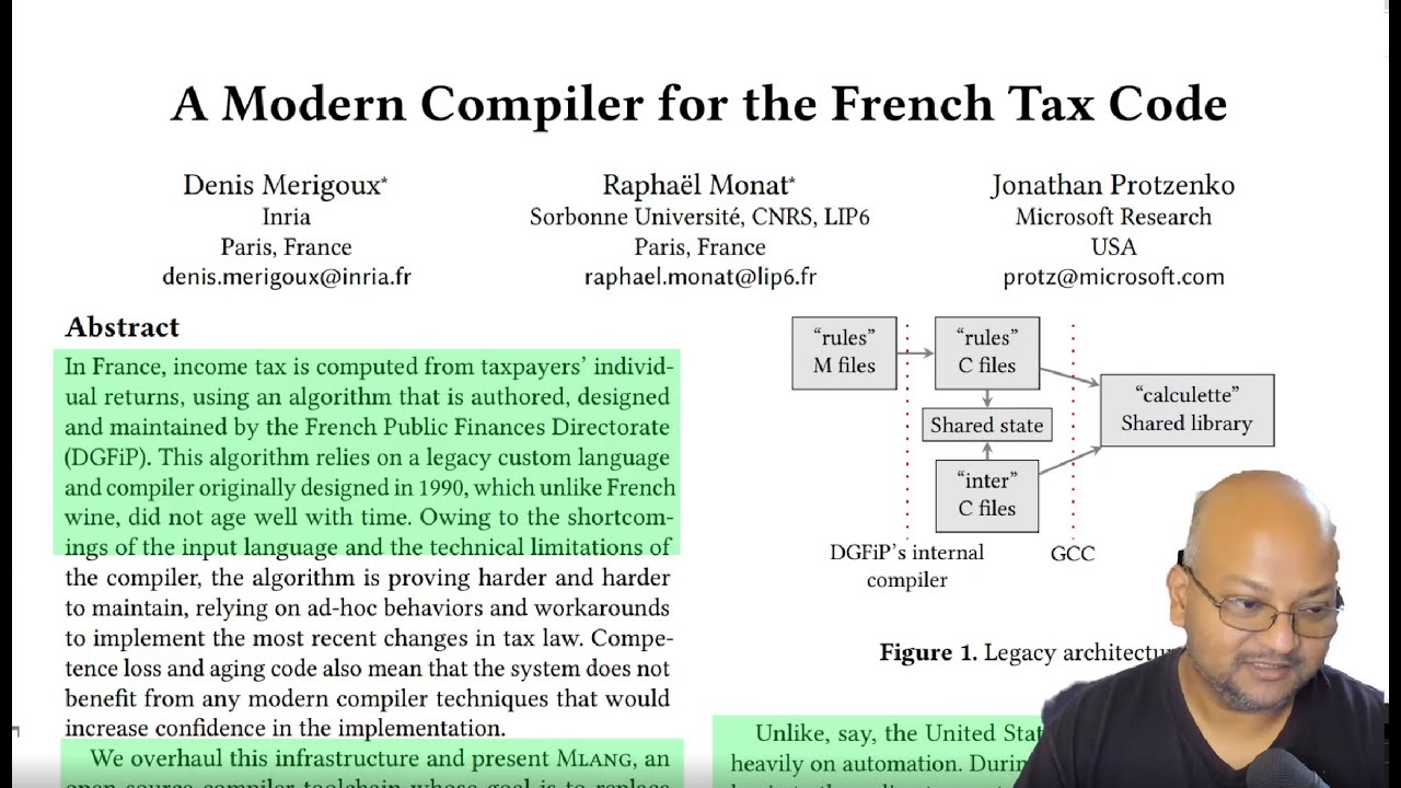 Read a paper: A modern compiler for the French tax code - YouTube