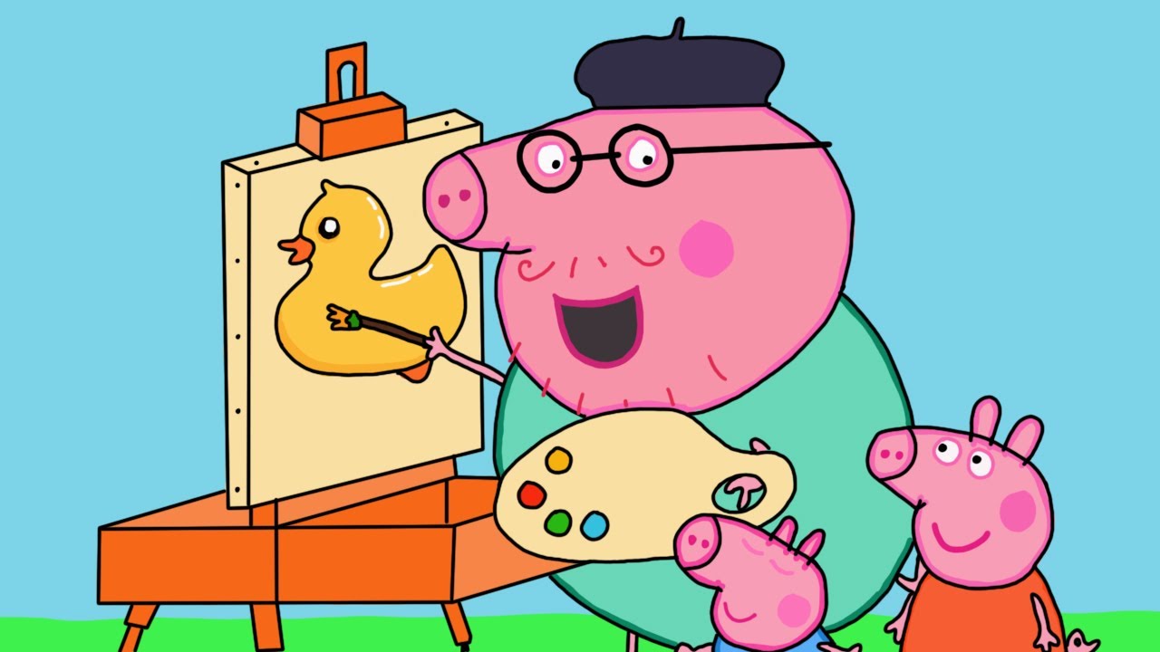 Daddy teaches Peppa how to draw a duck - Peppa pig fanmade coloring ...