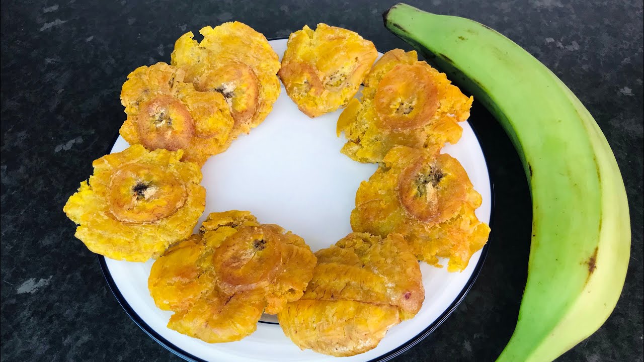 FRIED PRESSED GREEN PLANTAINS ( TOSTONES) - YouTube