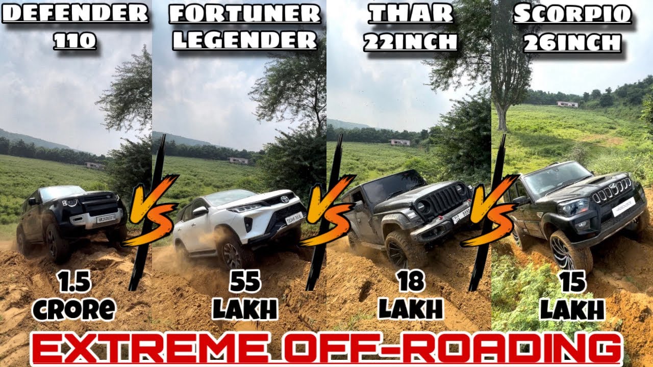 Defender Vs Legender Vs Thar Vs Scorpio Off-road Battle🔥| एसी Off ...
