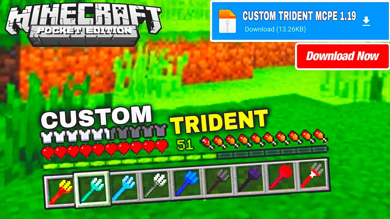 CUSTOM TRIDENT ADDON FOR MINECRAFT PE 1.19 | MORE TRIDENT ADDON FOR MINECRAFT POCKET EDITION 1. ...